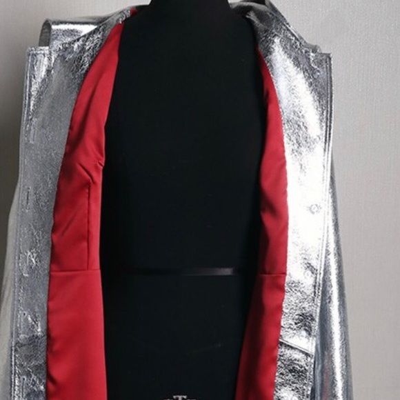 Lena Vie Boutique | Jackets & Coats | Silver Foxy Foil Trench With ...